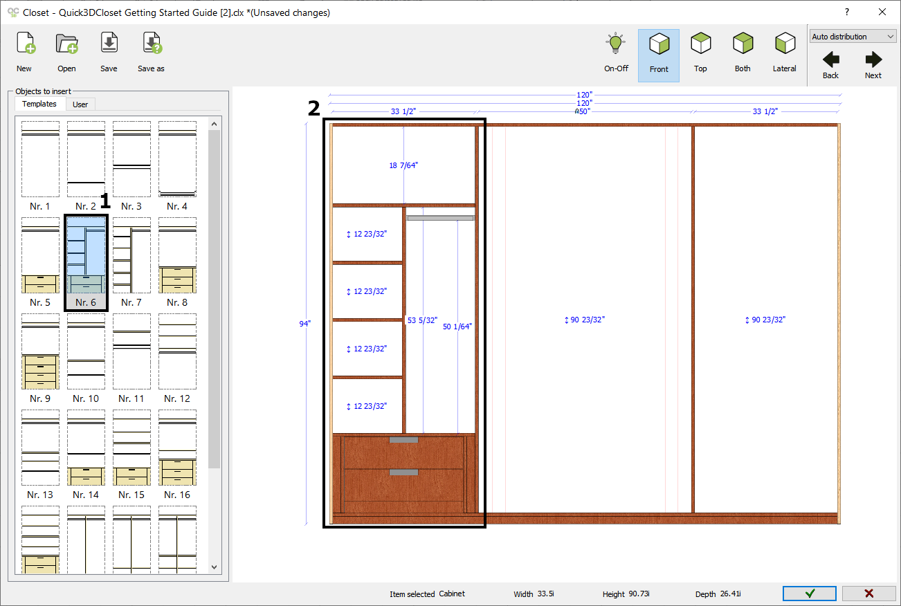 3. Create closet #2: Element distribution and pricing - Quick3DPlan