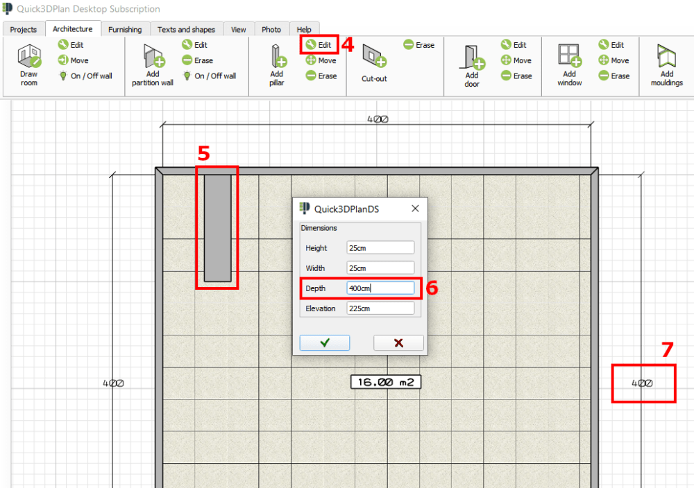 How to create beams in the architecture - Quick3DPlan