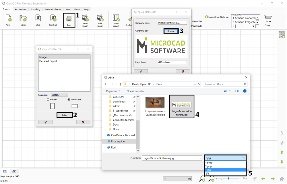 How to insert your company logo to the impressions - Quick3DPlan